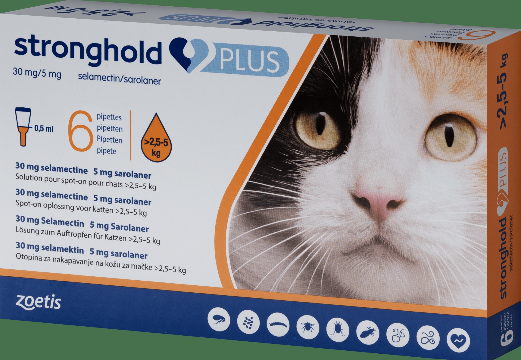 STRONGHOLD PLUS 30 mg/5 mg solution pour spot-on pour chats >2,5–5 kg ...